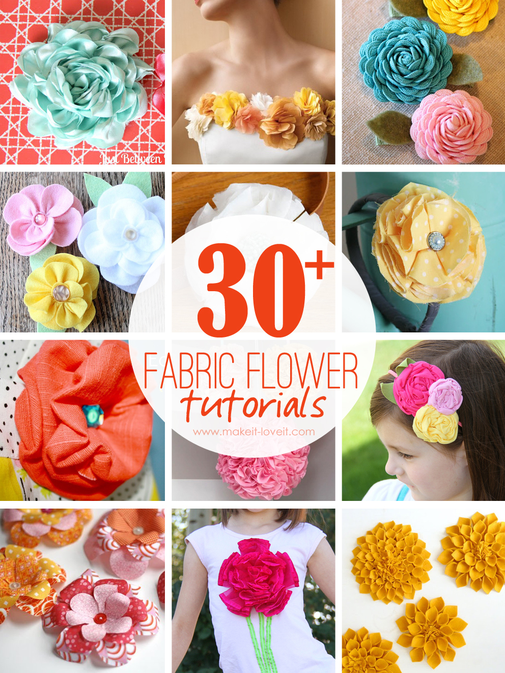 How To Make 30 Patterned Handmade Fabric Flowers Step by Step DIY