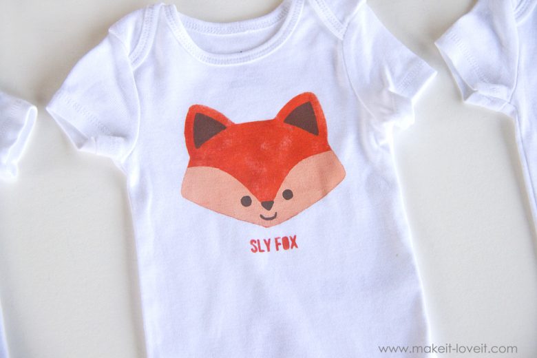 Fox/Bear/Raccoon DIY Stenciled Onesies (...with tails on the back ...